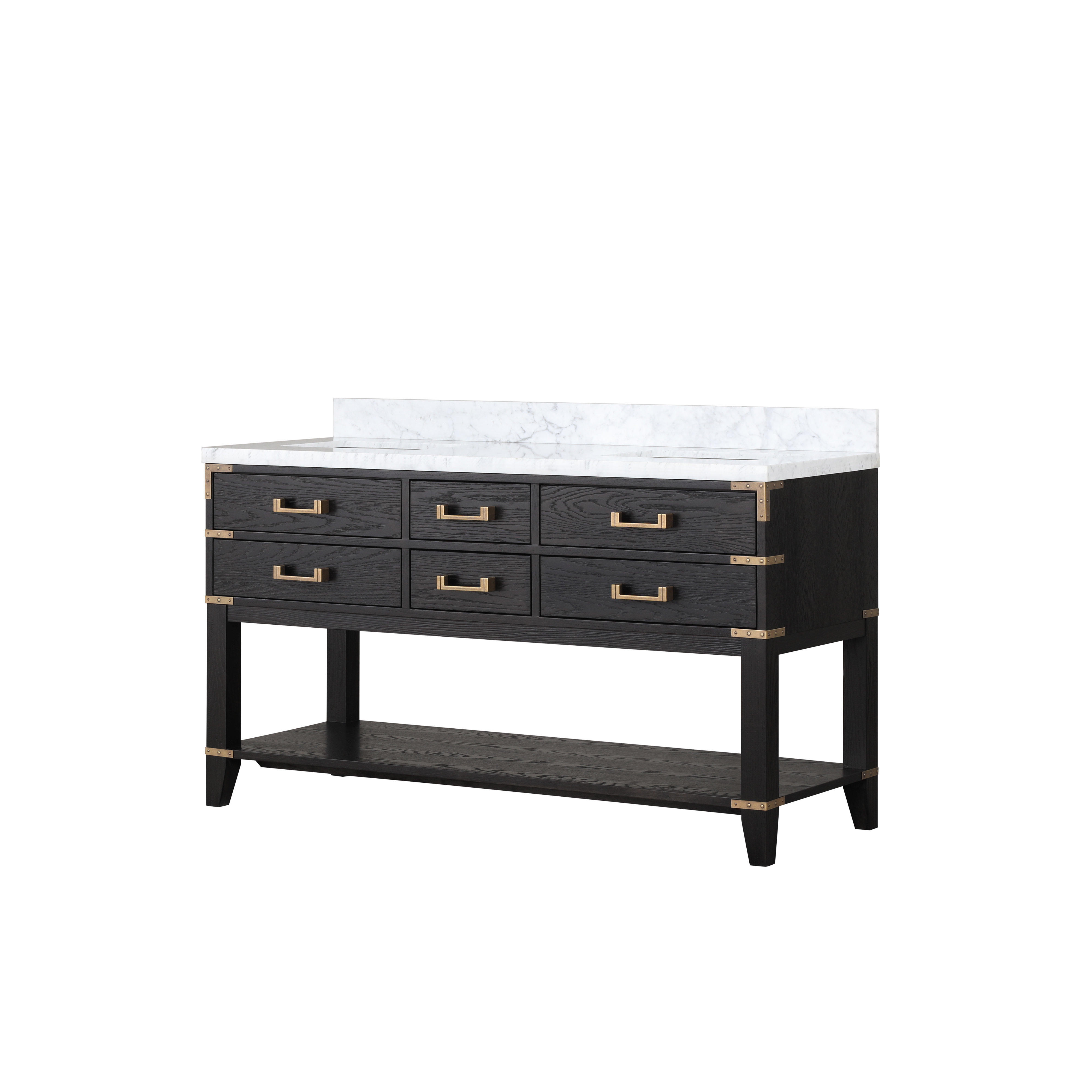 Bell+Modern Woodhaven 60 in W x 22 in D Double Bath Vanity and Carrara ...