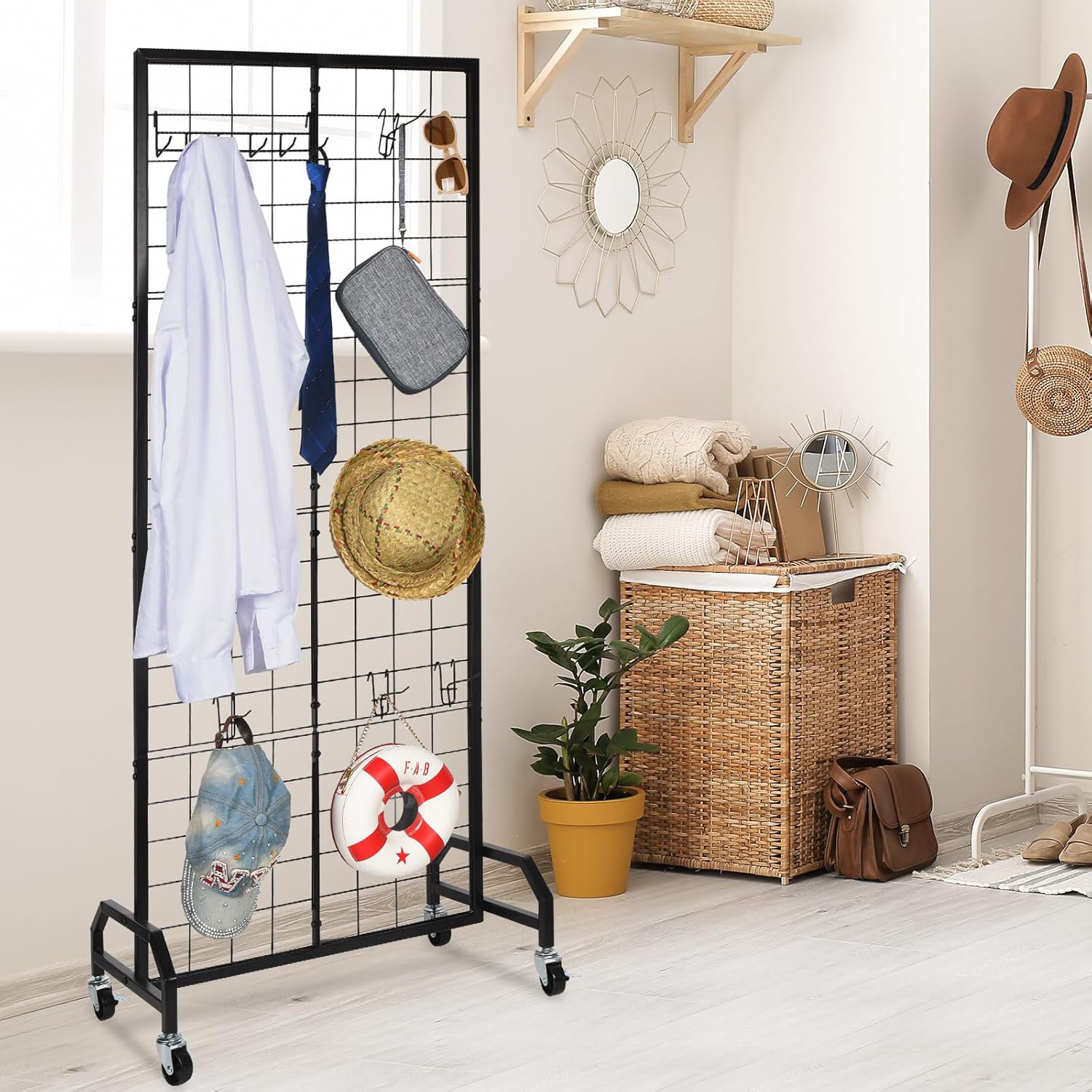Rebrilliant 2' X 5.5' Ft Heavy-Duty Movable Wire Gridwall Display Racks ...