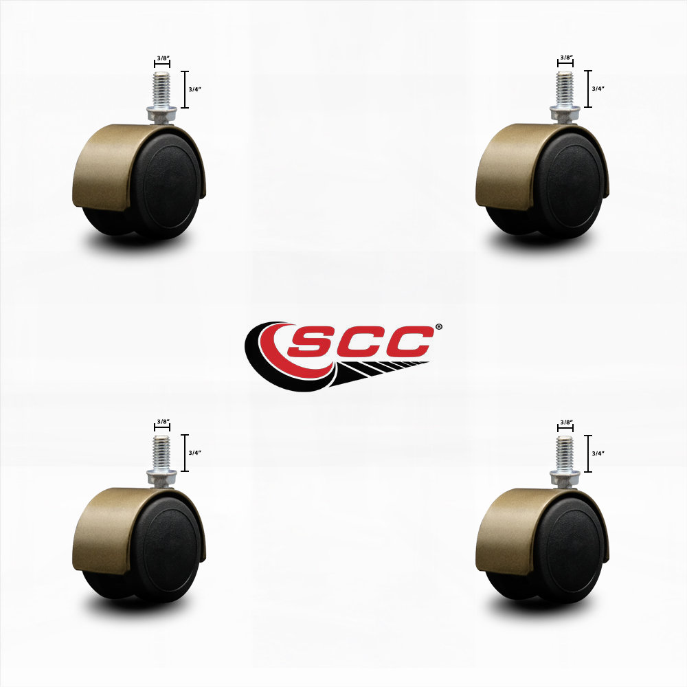 Service Caster 2 Inch Floor Safe Hooded Twin Wheel Caster 3/8 Threaded Stem Set 4 | Wayfair