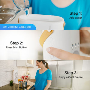 Bell + Howell Aqua Breeze Dual Misting 3 Speed Rechargeable Fan With ...