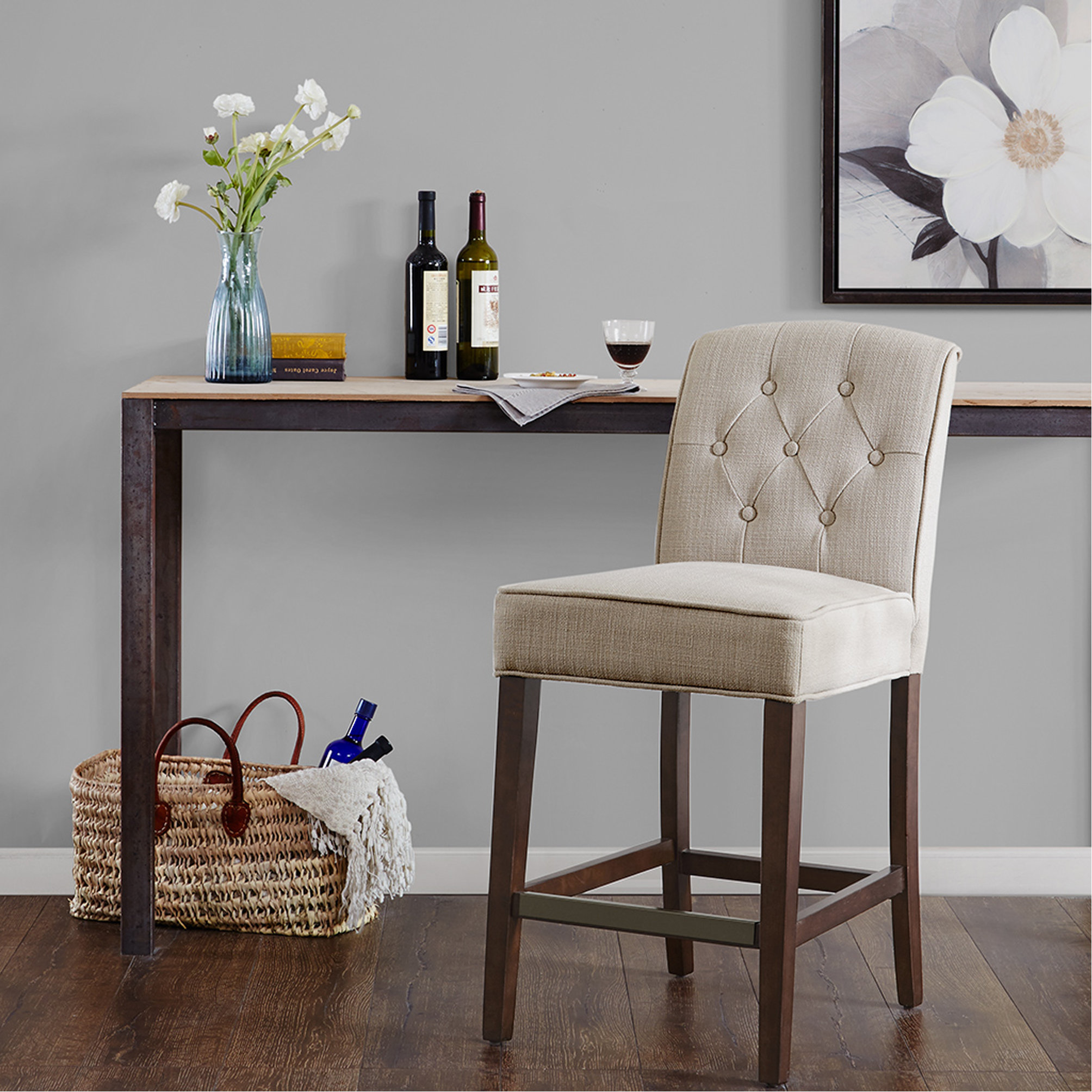 Red Barrel Studio® Tufted Counter Stool | Wayfair
