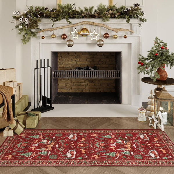Ophelia & Co. Christmas Runner Rug 2X8 Red Rug Runners For Hallways Non ...
