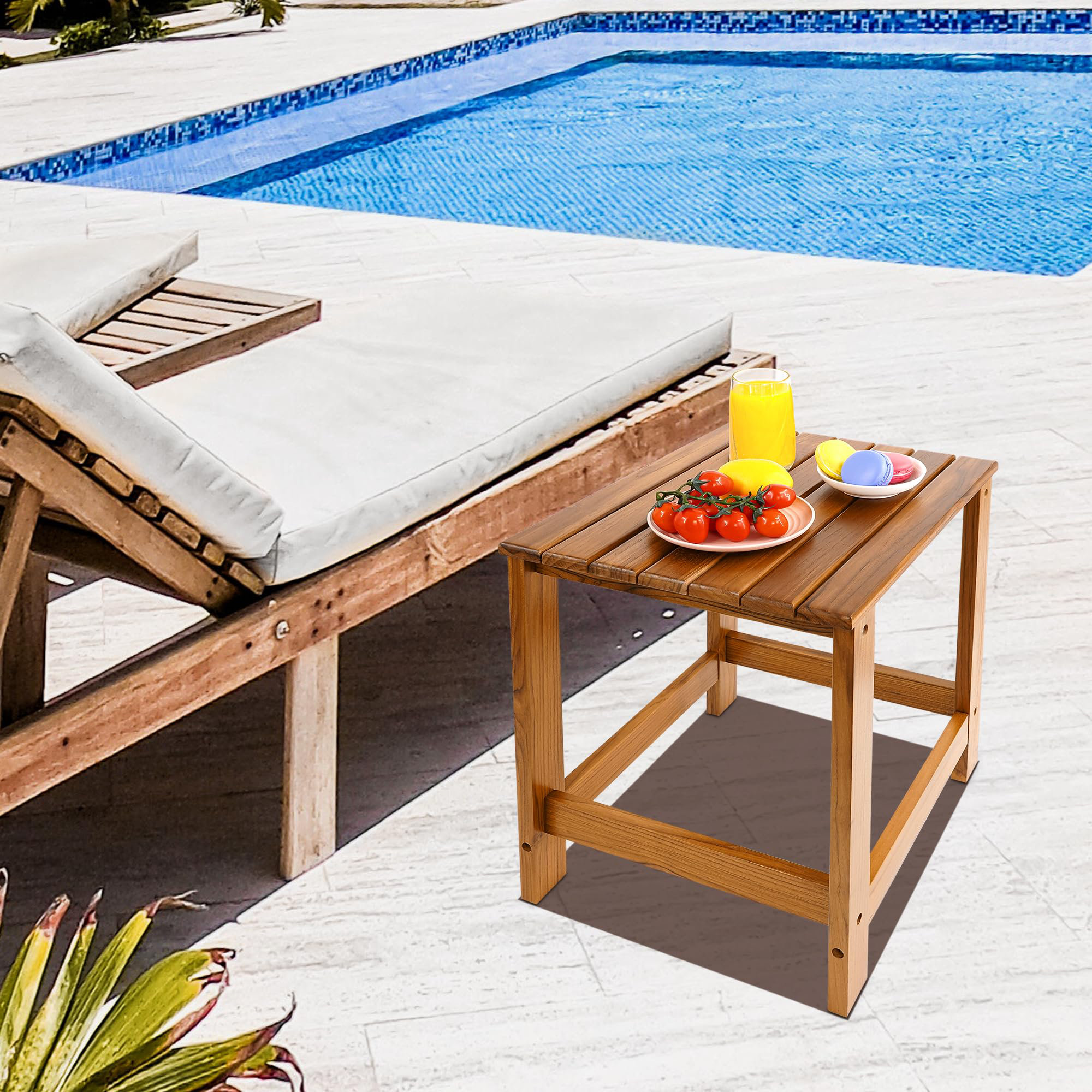 Dovecove Teak Outdoor Side Table For Patio, Pool Coffee Accent Table ...