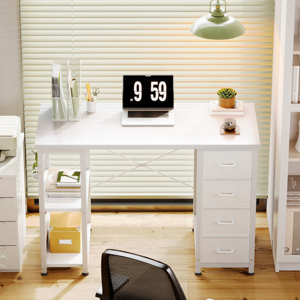 Inbox Zero Home Office Desk With 4-tier Fabric Drawers,writing Desk ...