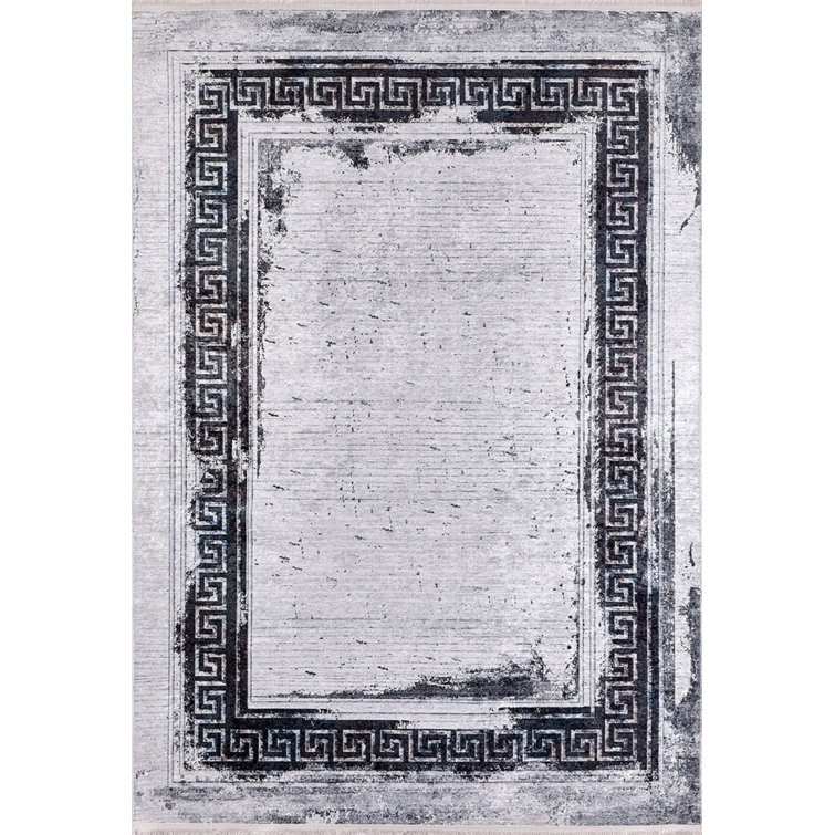 Hargun Usso Framed Machine Woven Grey Area Rug | Wayfair.co.uk