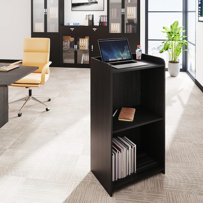 Ebern Designs Portable Podium Reception Desk, With Large Storage Area ...