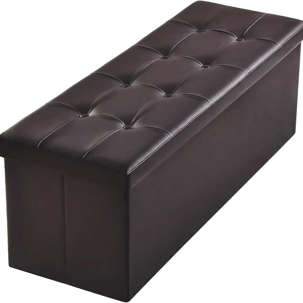 Ebern Designs Folding Ottoman Storage Bench Cube Hold Up 700Lbs Faux ...
