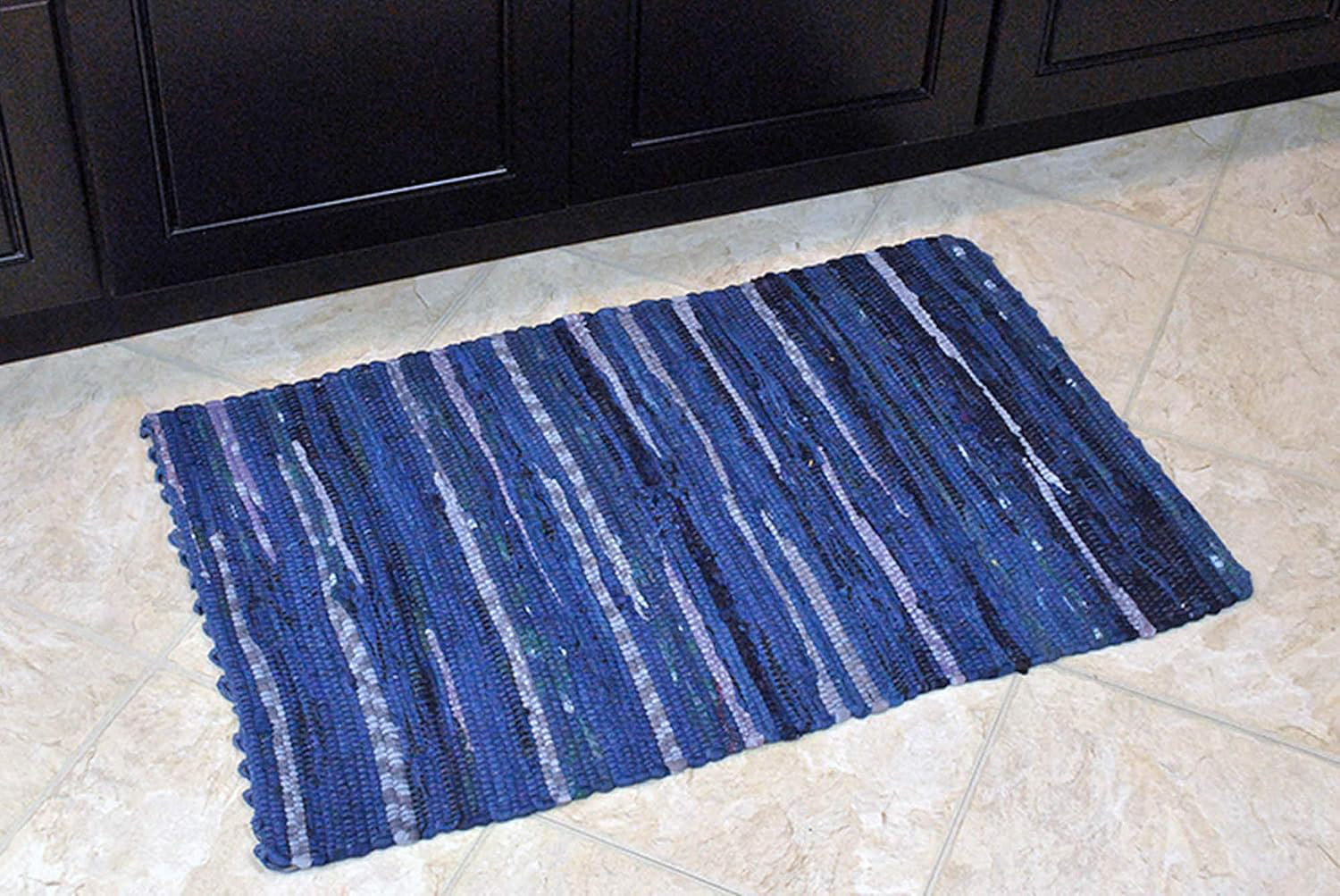Gracie Oaks Handwoven Multicolor Area Rag Run, 20X31.5, Nautical Blue ...