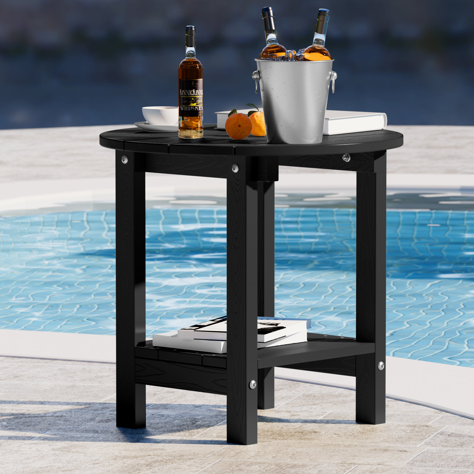 Ebern Designs 18 Inch Round Outdoor Side Table Adirondack Plastic/Resin ...