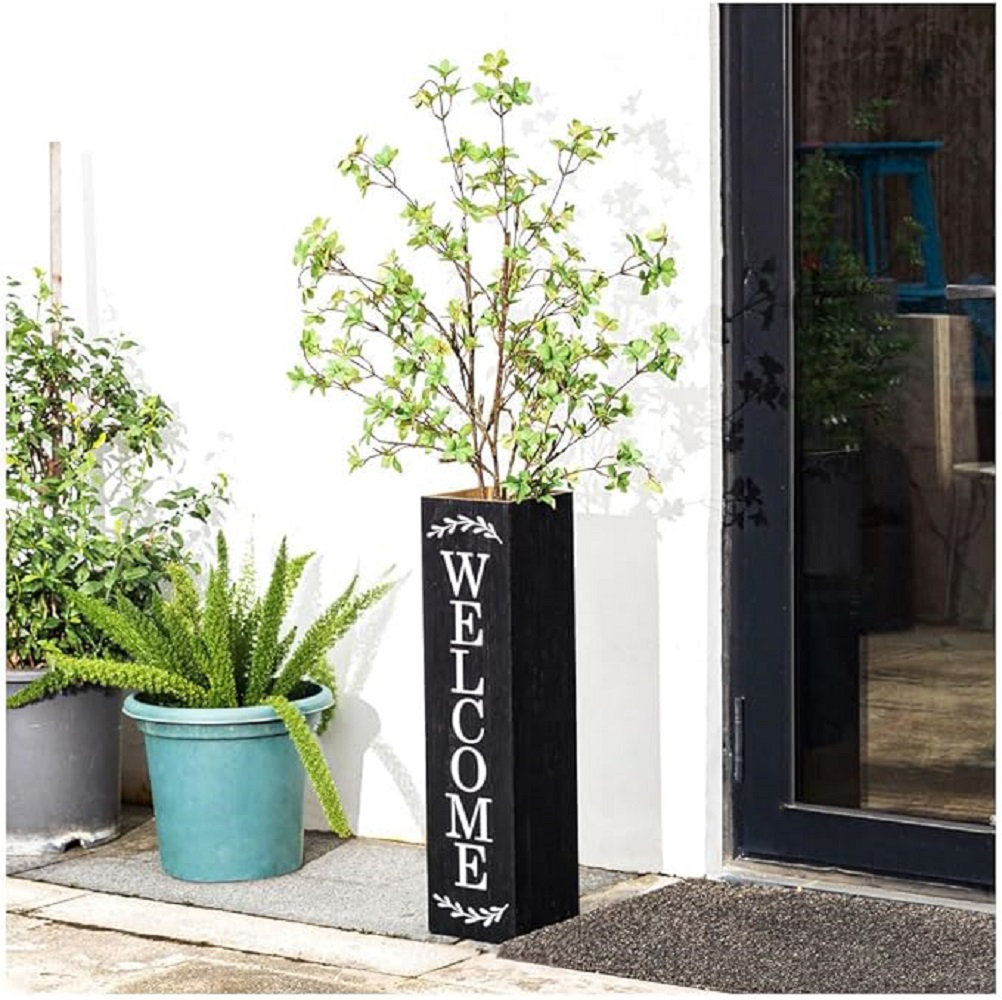 Gracie Oaks 30" H Wooden Rustic Welcome Porch Sign, Boxed Double Sided ...