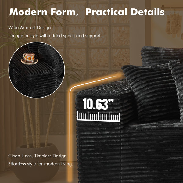 Ebern Designs Canapé modulaire en velours côtelé Cloudelle moelleux ...