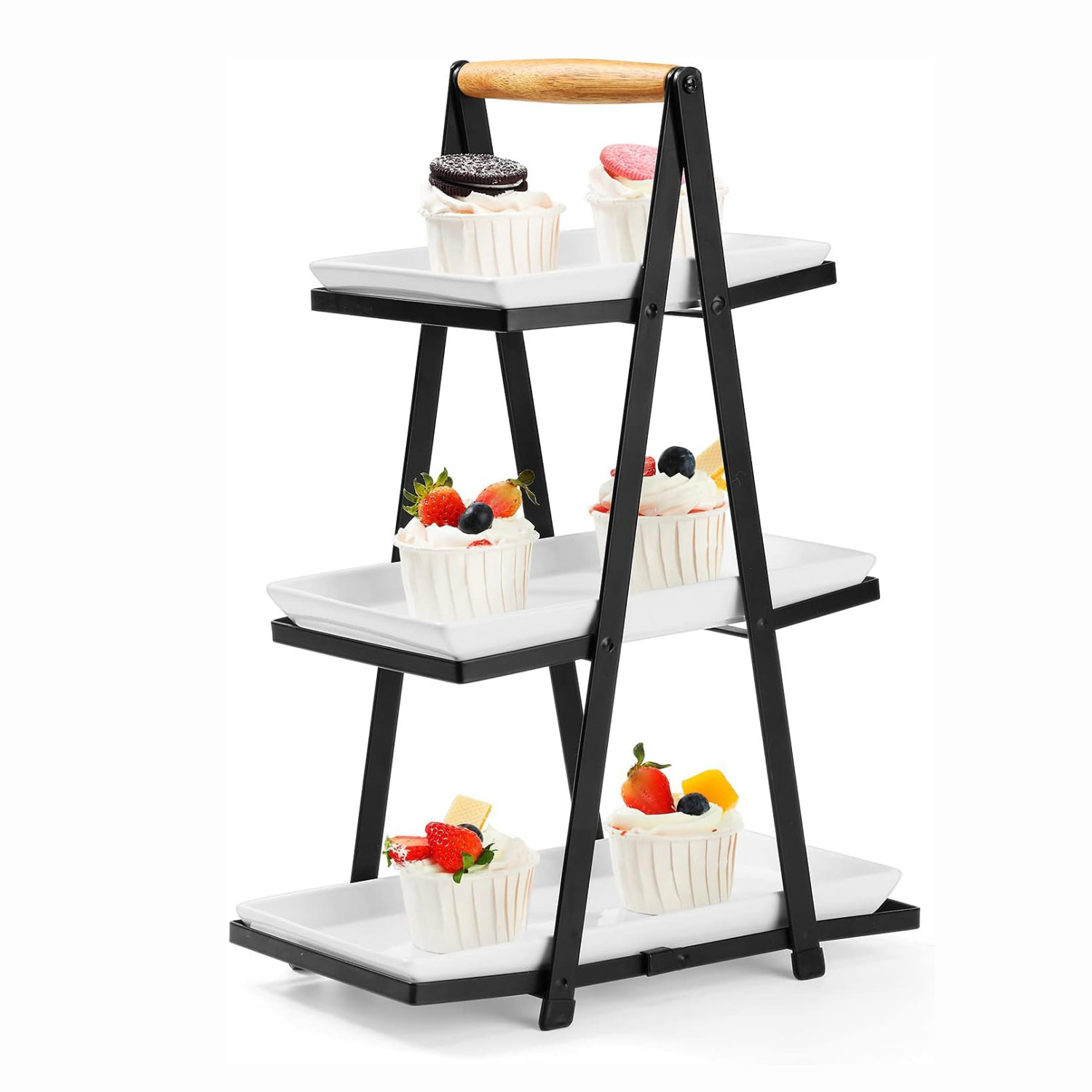 Latitude Run® Porcelain Three Tiered Serving Trays Platters | Wayfair
