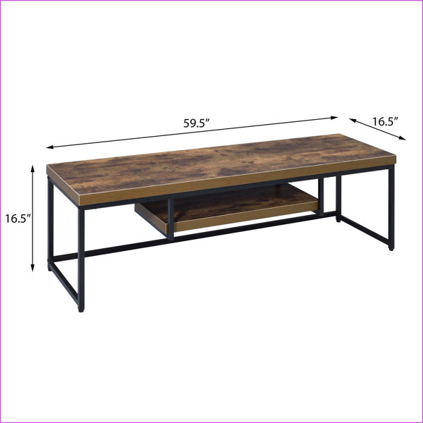 Latitude Run® TV Stand Industrial Style 59”W Black Metal Weathered Oak ...