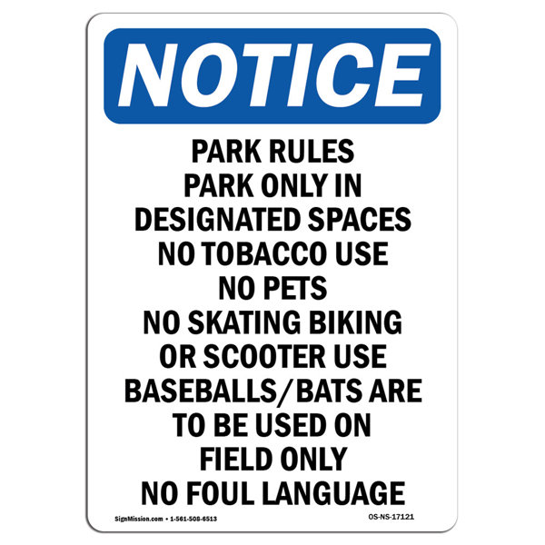 SignMission Park Rules Park Only in Designated Sign | Wayfair
