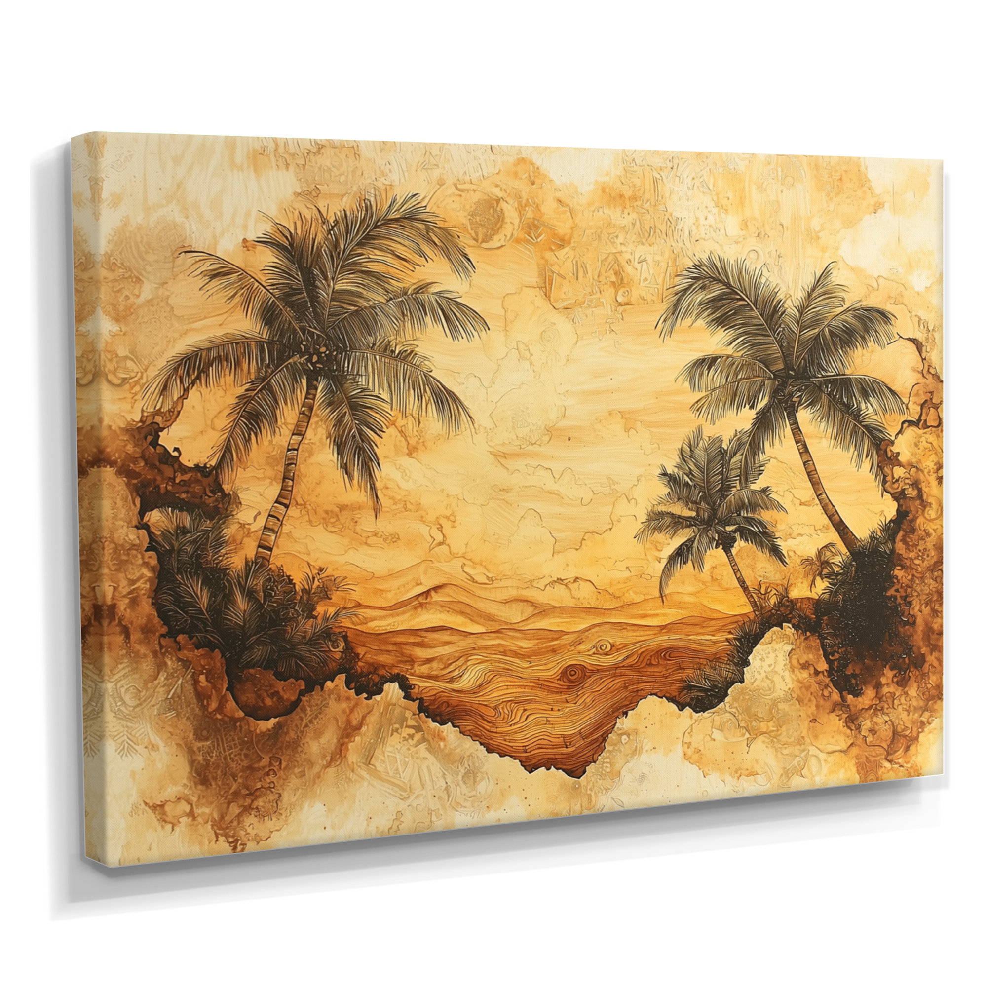 Bay Isle Home™ Clemetine Copper Plams Tree On Wood Landscape I - Palms ...