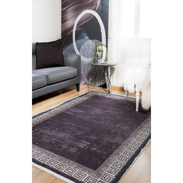 Hargun Usso Framed Machine Woven Purple Area Rug | Wayfair.co.uk