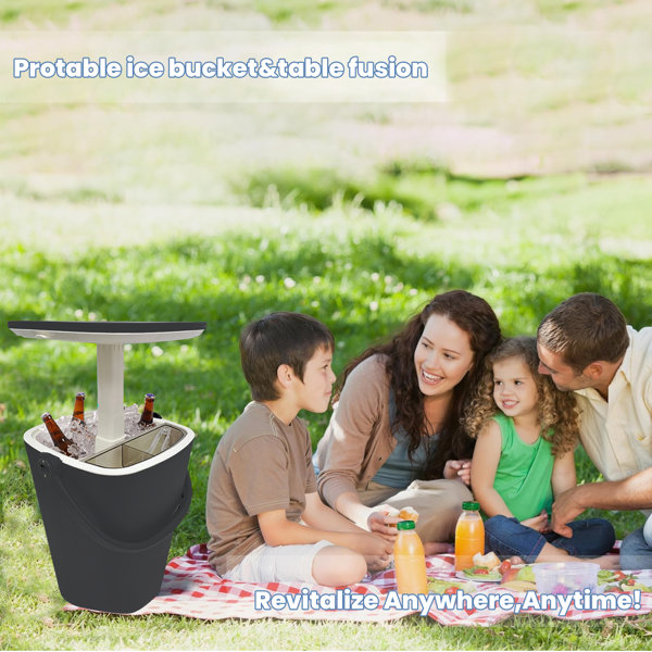 Olilawn Outdoor Ice Bucket For Parties, Cooler Table With Lift Top Lid ...