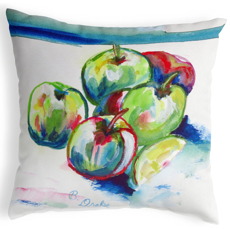 Betsy Drake Interiors Apples Outdoor Square Pillow Cover & Insert | Wayfair