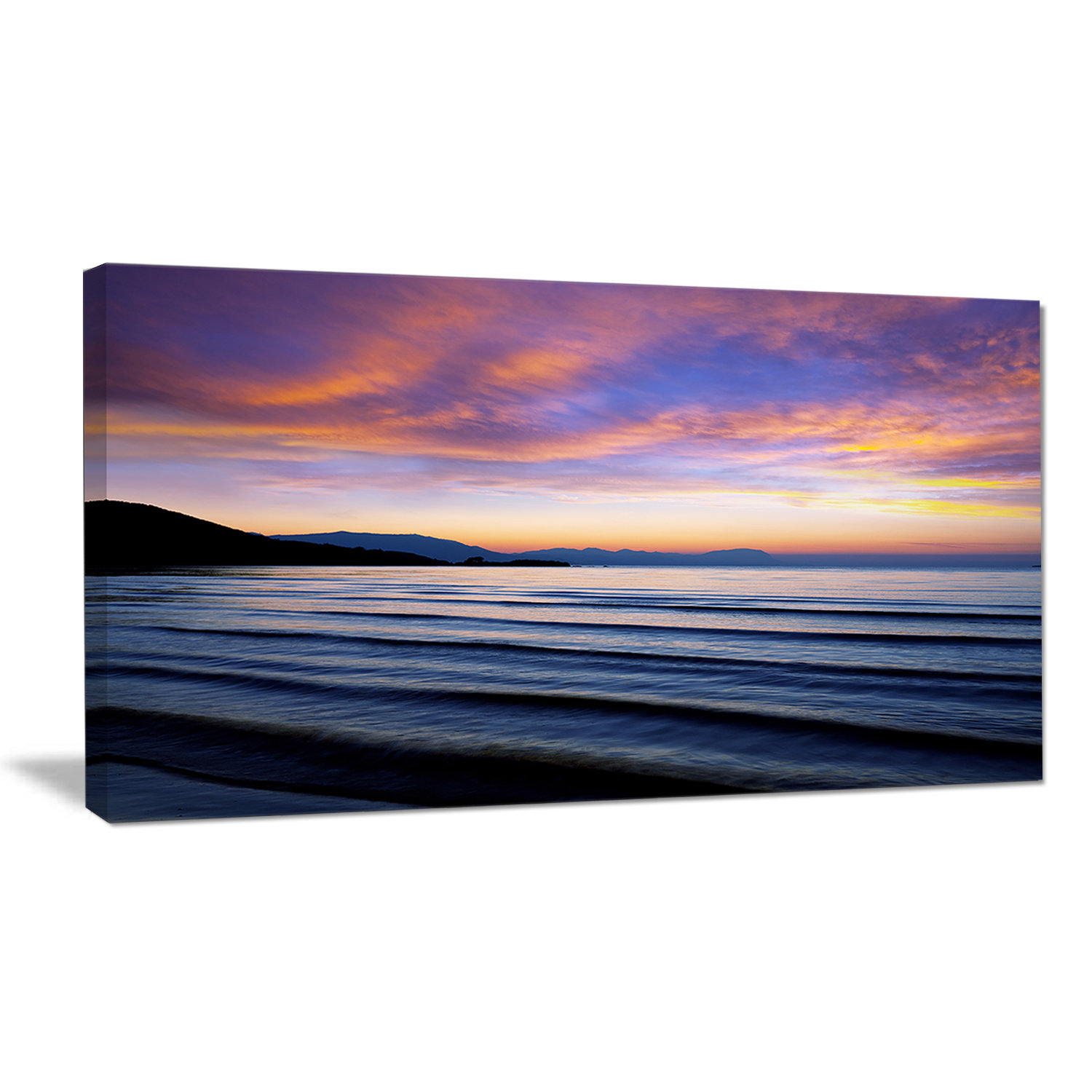 Design Art Blue Dramatic Sky over Layered Waves Seashore - Wrapped ...