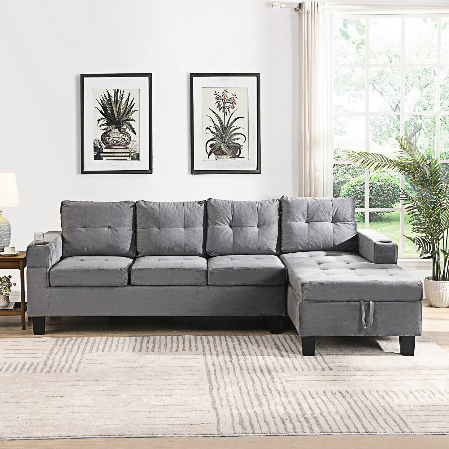 Latitude Run® Comfy Couch, Sectional Sofa Set With Storage Chaise ...