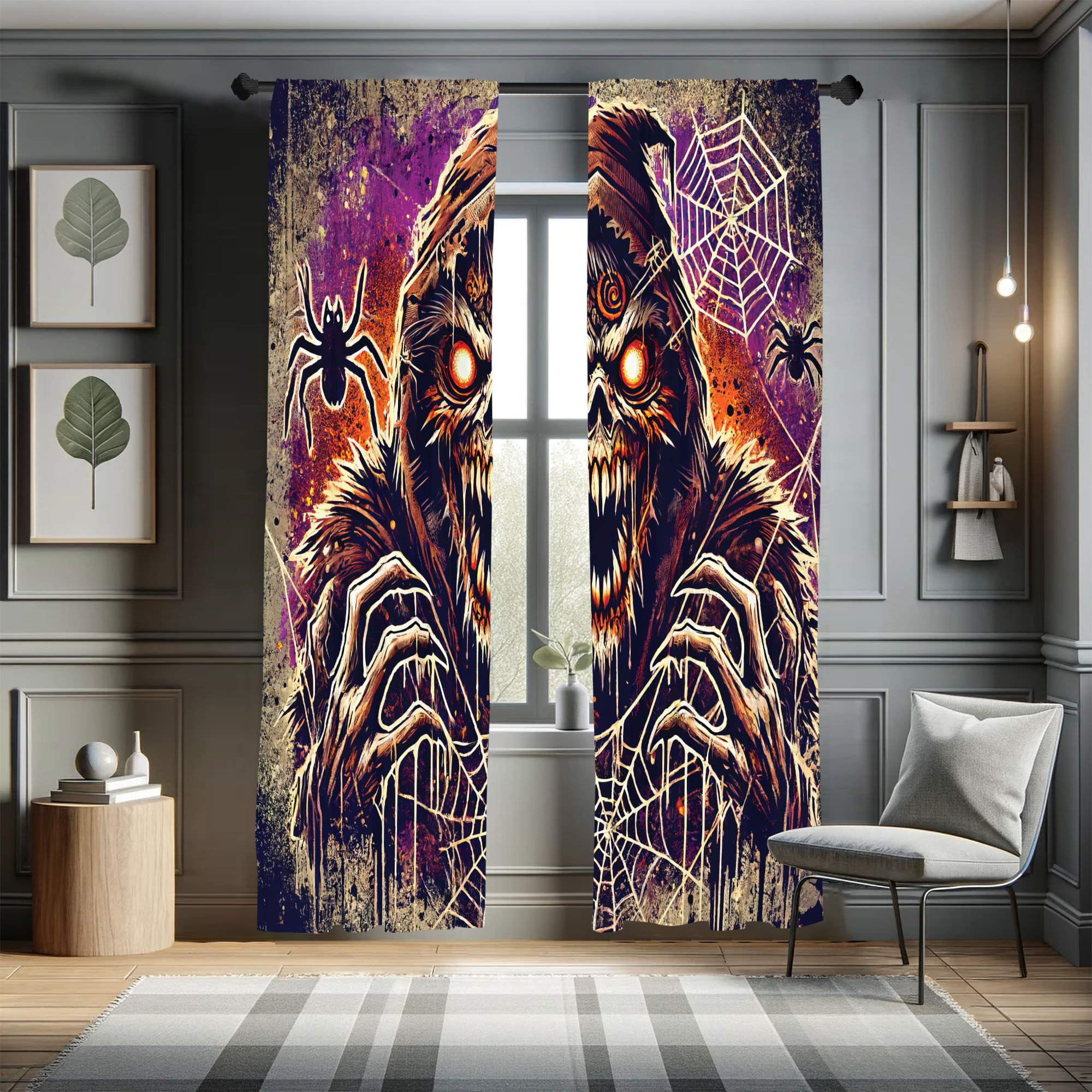 The Holiday Aisle® Halloween Curtains, Grunge Scary Zombie Mage | Wayfair