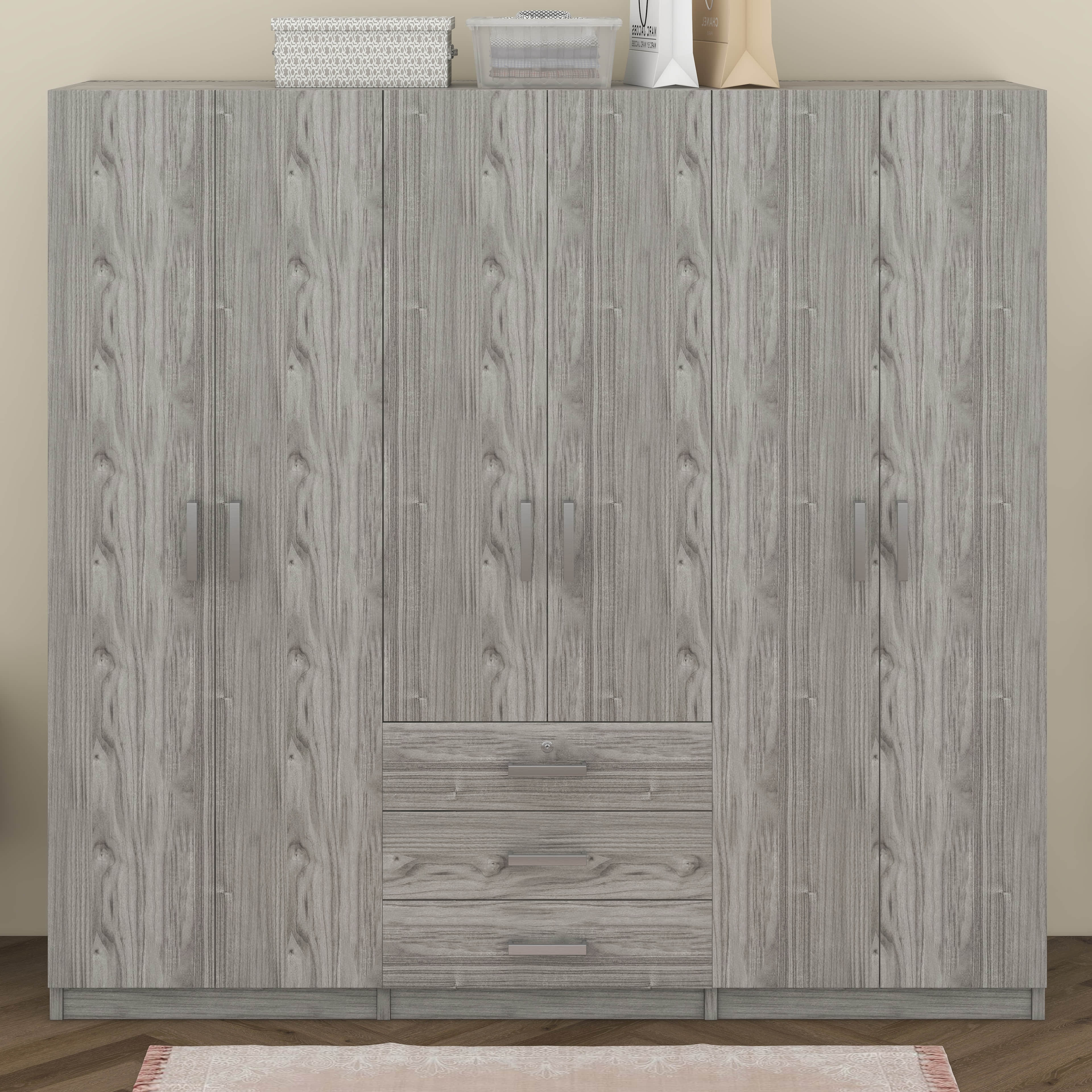 Latitude Run® Dowey 6-Doors Wooden Wardrobe With Drawers - Wayfair Canada