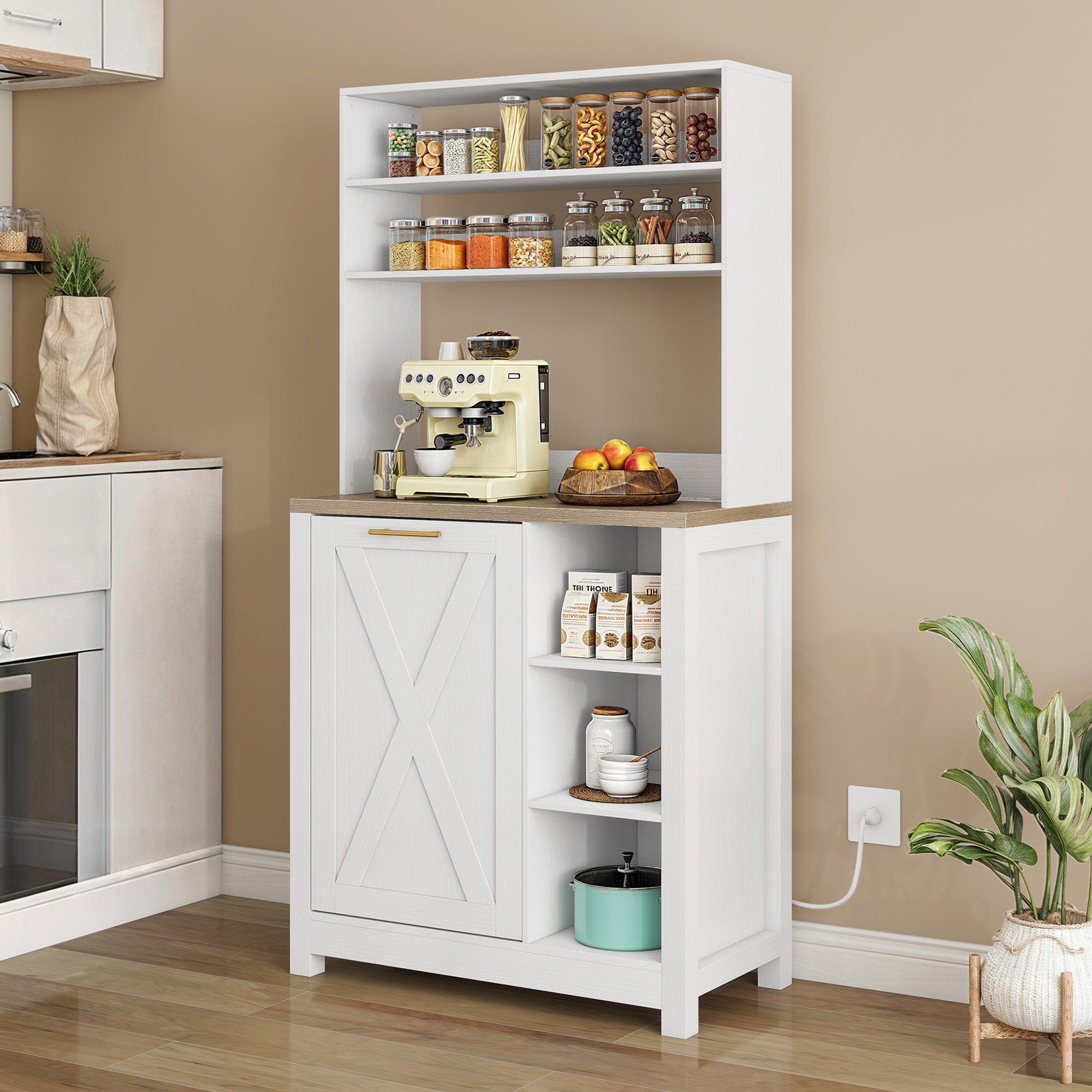 Balconera 31.5'' Wood Baker's Rack with Microwave Compatibility, Bakers ...