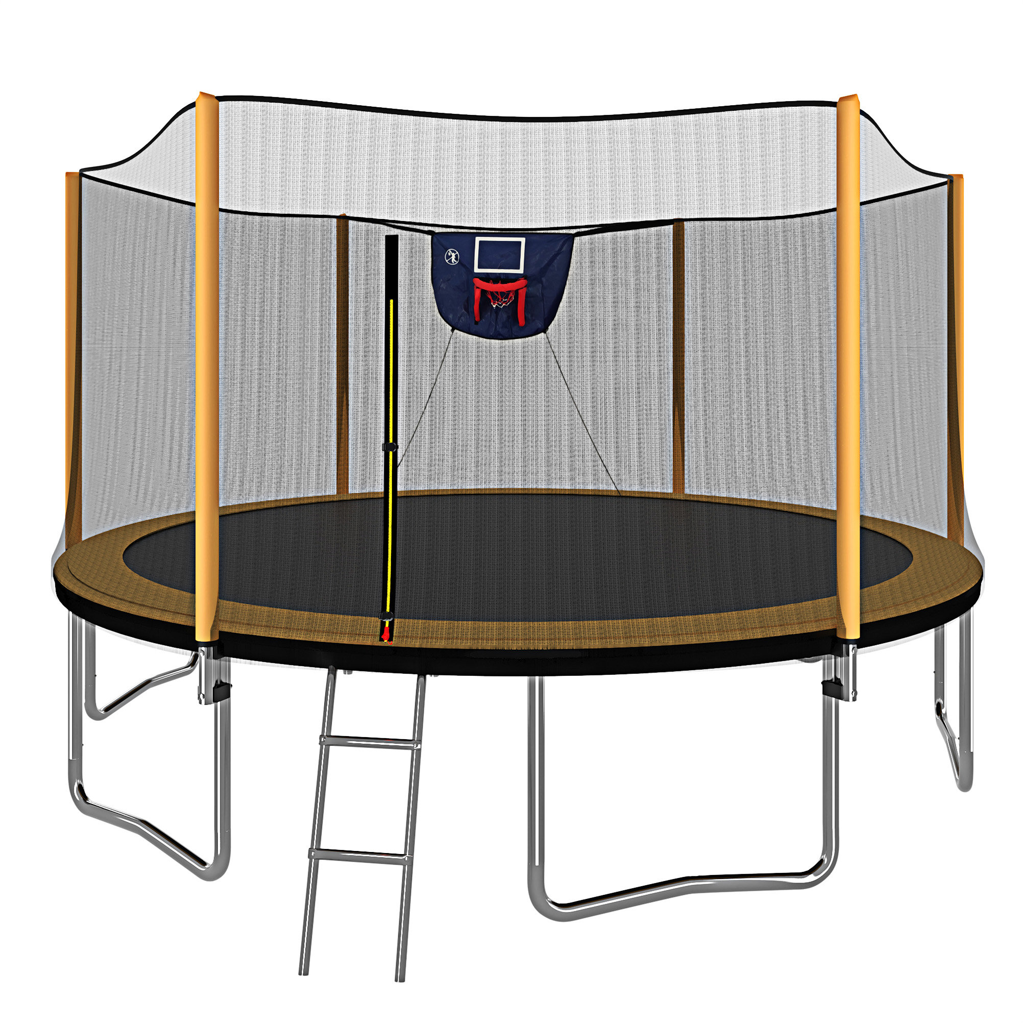 wendeway 14FT Powder-Coated Advanced Trampoline With Basketball Hoop ...