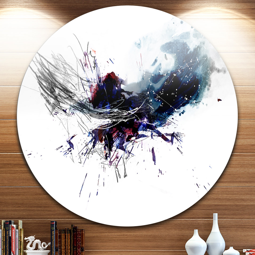 Design Art 'Dark Blue Multicolor Stain' Painting Print on Metal ...