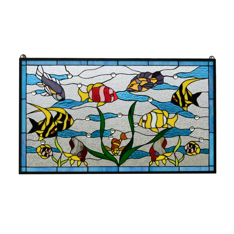 Rosecliff Heights Fish Under the Sea Stained Glass Window Panel ...