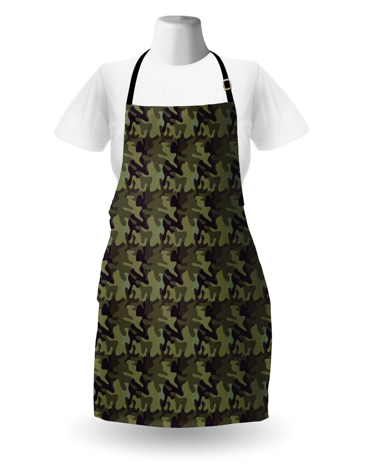 East Urban Home Khaki Apron Unisex Camouflage Motif Camo Stains Adult Size Army Green Slate ...