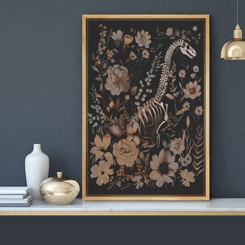 wall26 Dinosaur Skull Wildflowers Moody Gothic Animals Dark Floral ...