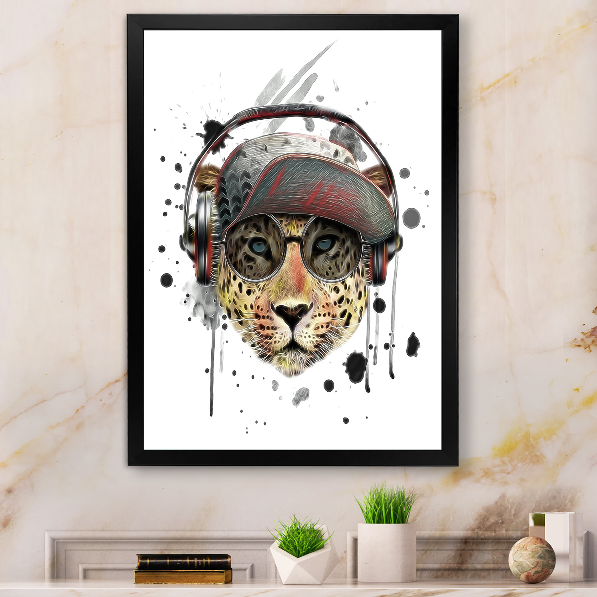 Trinx Hipster Stylish Leopard - Picture Frame Graphic Art on Canvas ...