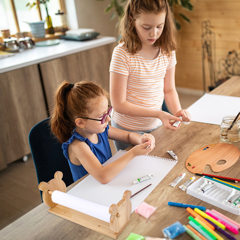 Tydero Wooden Tabletop Kids Paper Roll Dispenser Cutter Butcher Hidden ...