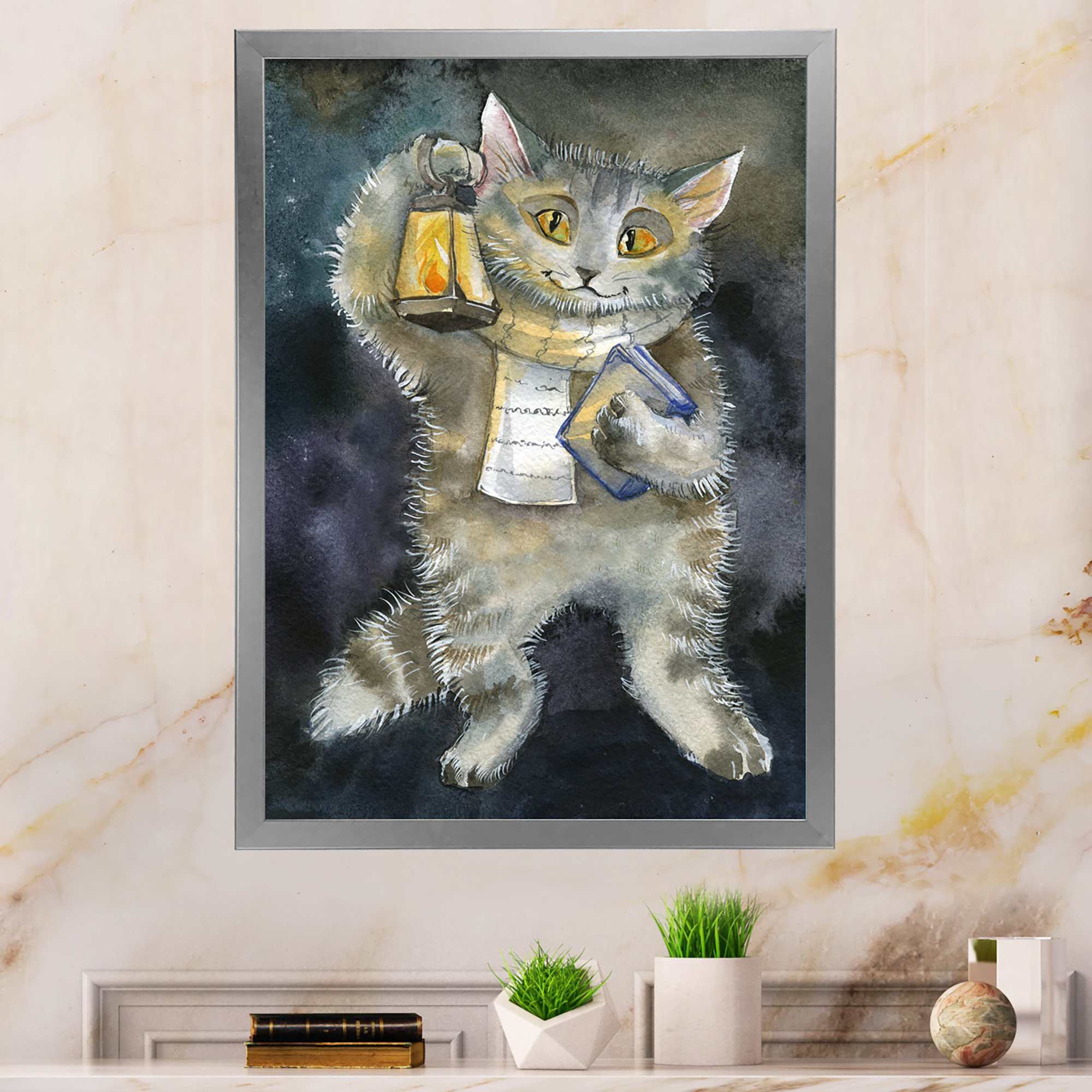 Trinx Cartoon Illustration Ofcat With Lantern " Cartoon Illustration Of ...