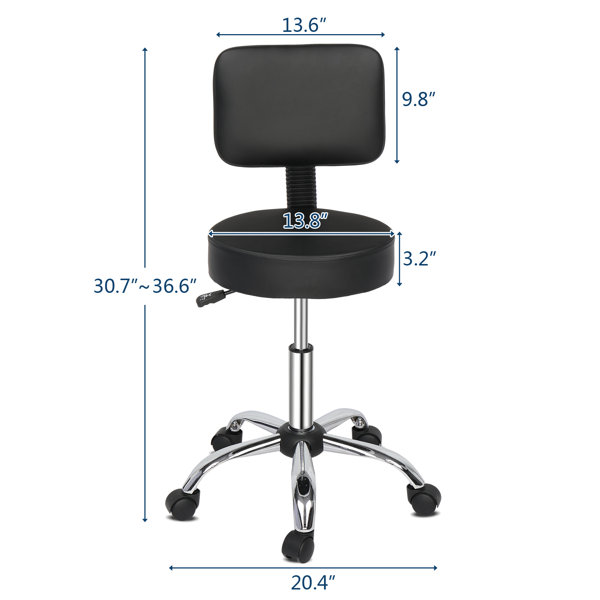Latitude Run® Height Adjustable Shop Stool with Back Support | Wayfair