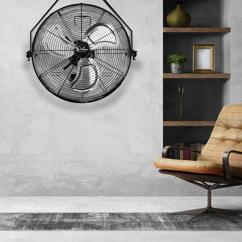 SenQWFa 18 in. Black Industrial Wall Mount Fan 3-Speed Indoor ...