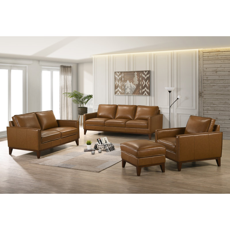 Wade Logan Caliah 85" Leather Sofa, Caramel & Reviews - Wayfair Canada