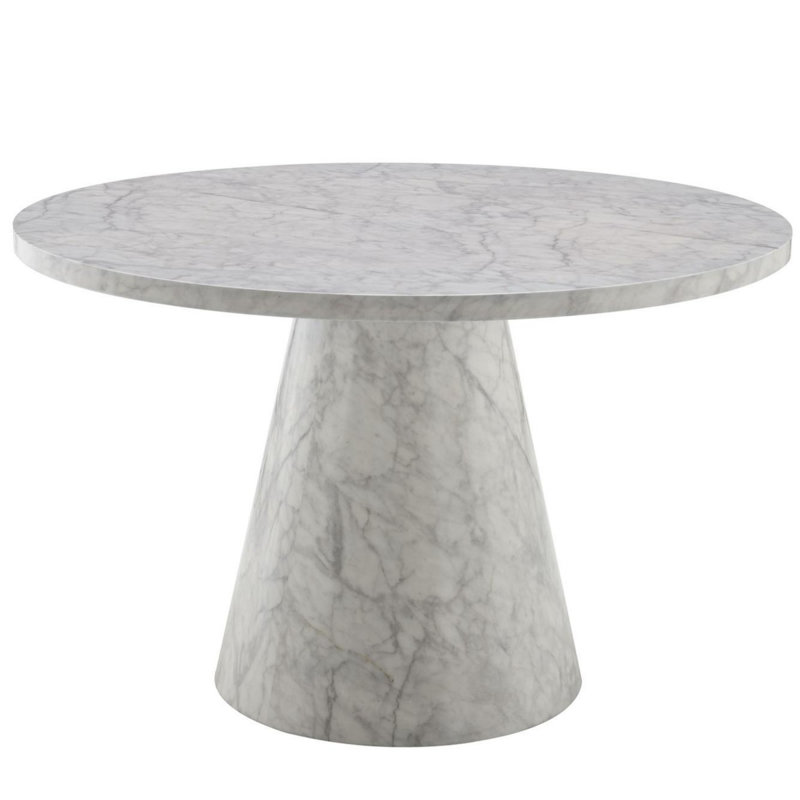 Corrigan Studio® Natural Finish Engineered Stone Round Dining Table ...