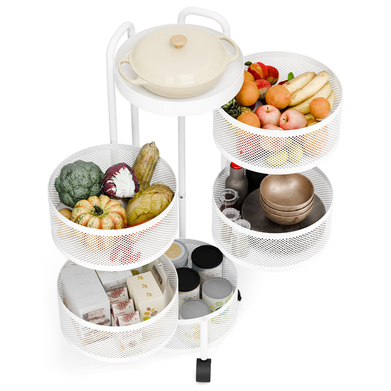 Latitude Run® Fruit Vegetable Basket,Rotating Storage Shelves Rack ...
