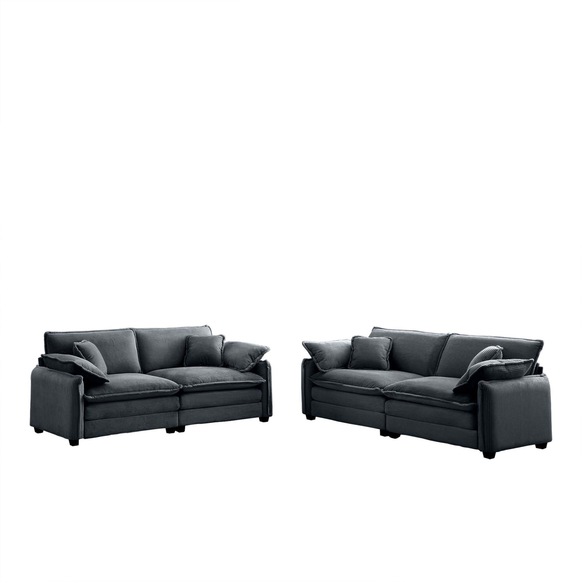 Latitude Run® Comfortable Corduroy Two-Piece Sofa Set For Various Rooms ...