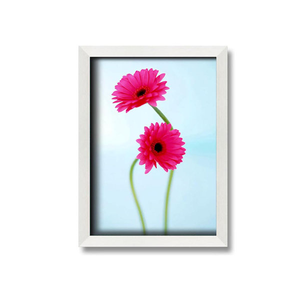 Brayden Studio Cerise Daisy Duo On Blue - Single Picture Frame Print ...