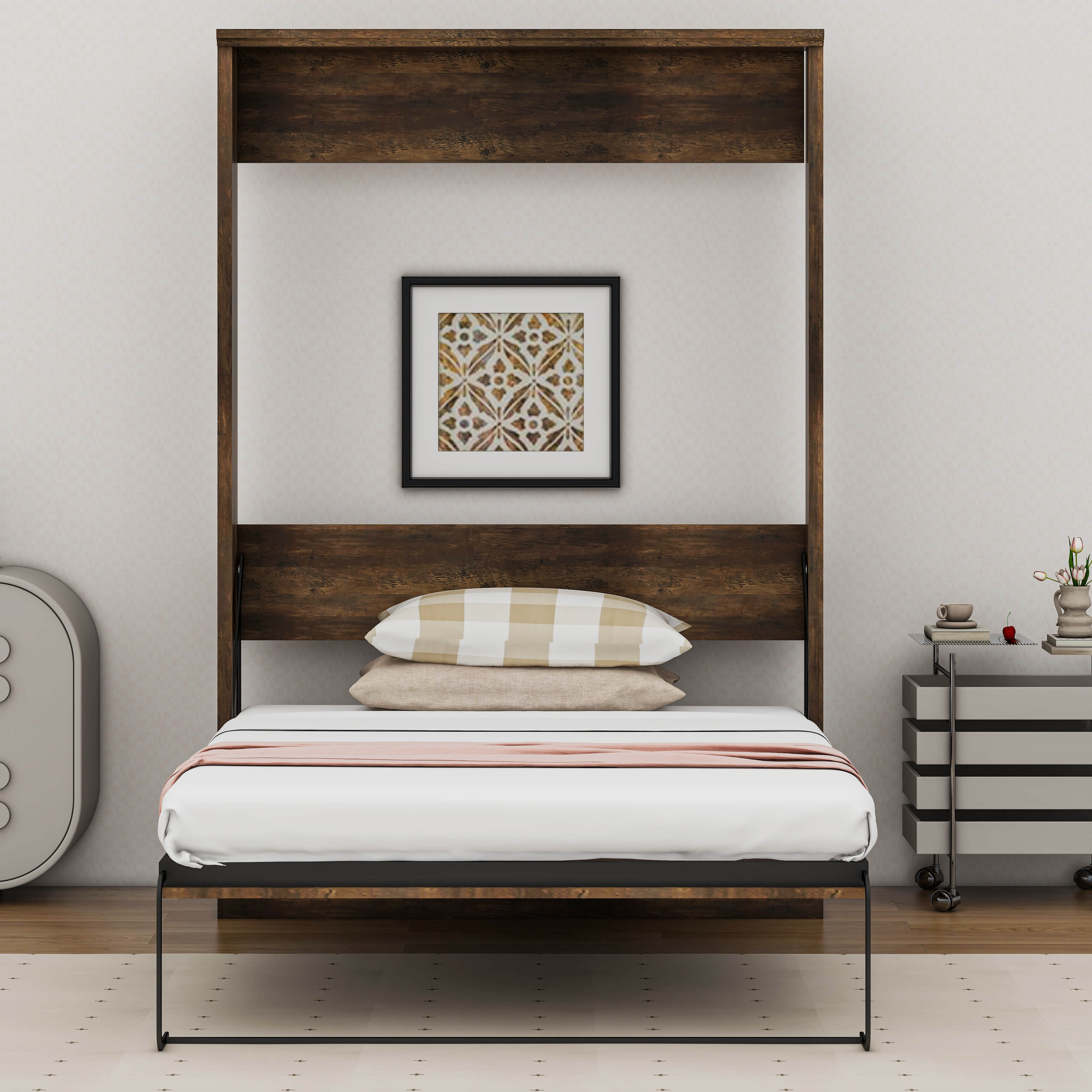 Cosmic Full Size Half Self-Close and Open Murphy Bed Cabinet | Wayfair