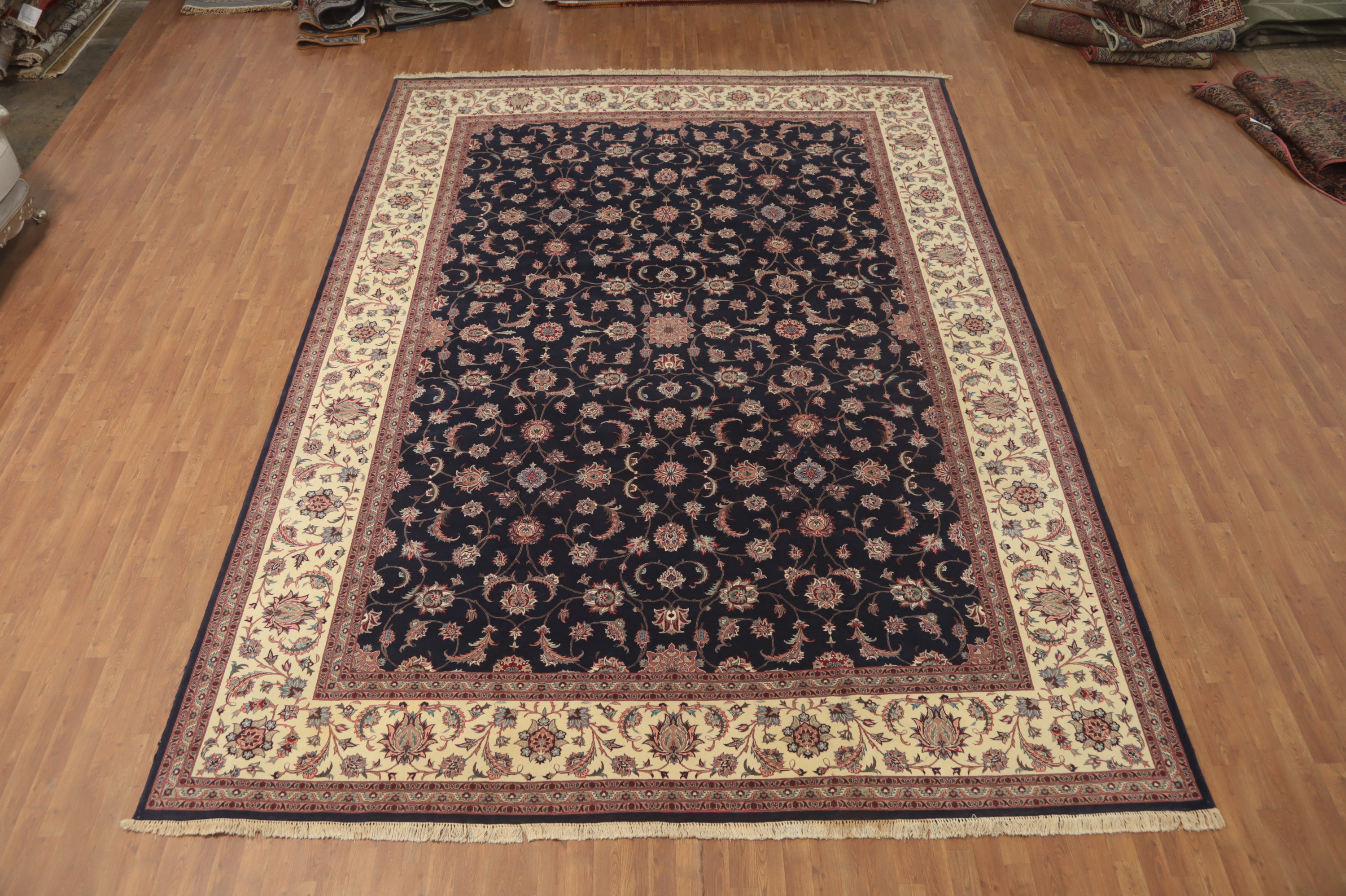 Bloomsbury Market Vegetable Dye Blue Traditional Oriental Large Rug ...