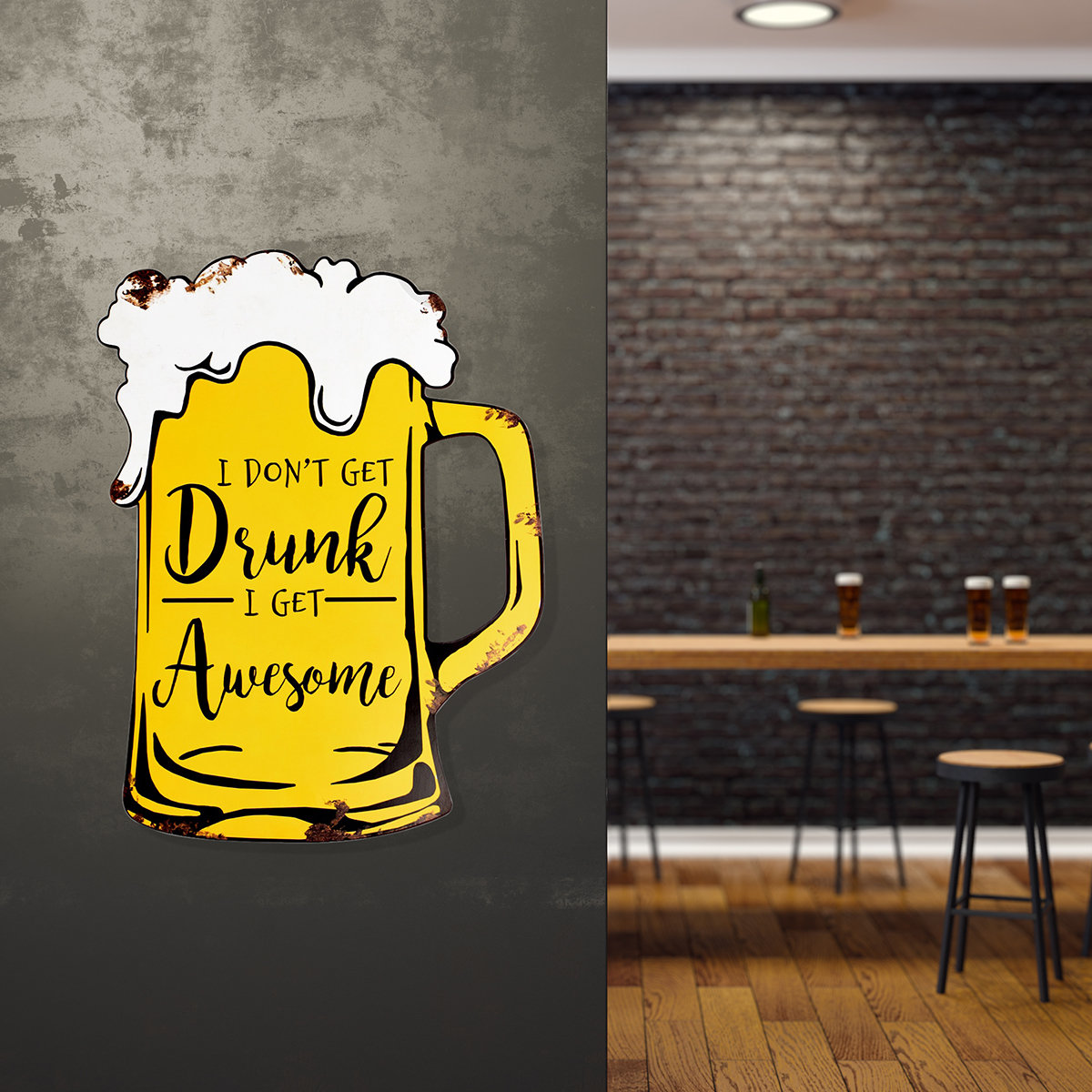 Trinx Metal Funny Frosty Beer Mug Glass I Get Awesome Not Drunk Sign ...