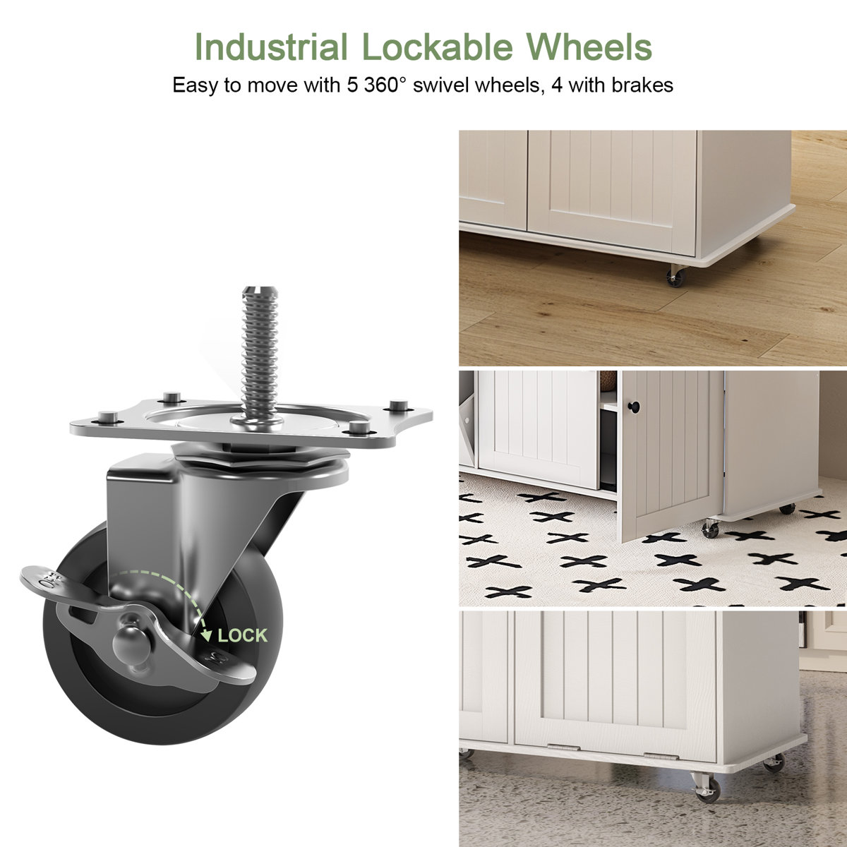 Winston Porter Jamera 60.2"W Kitchen Island with Two Large Storage ...