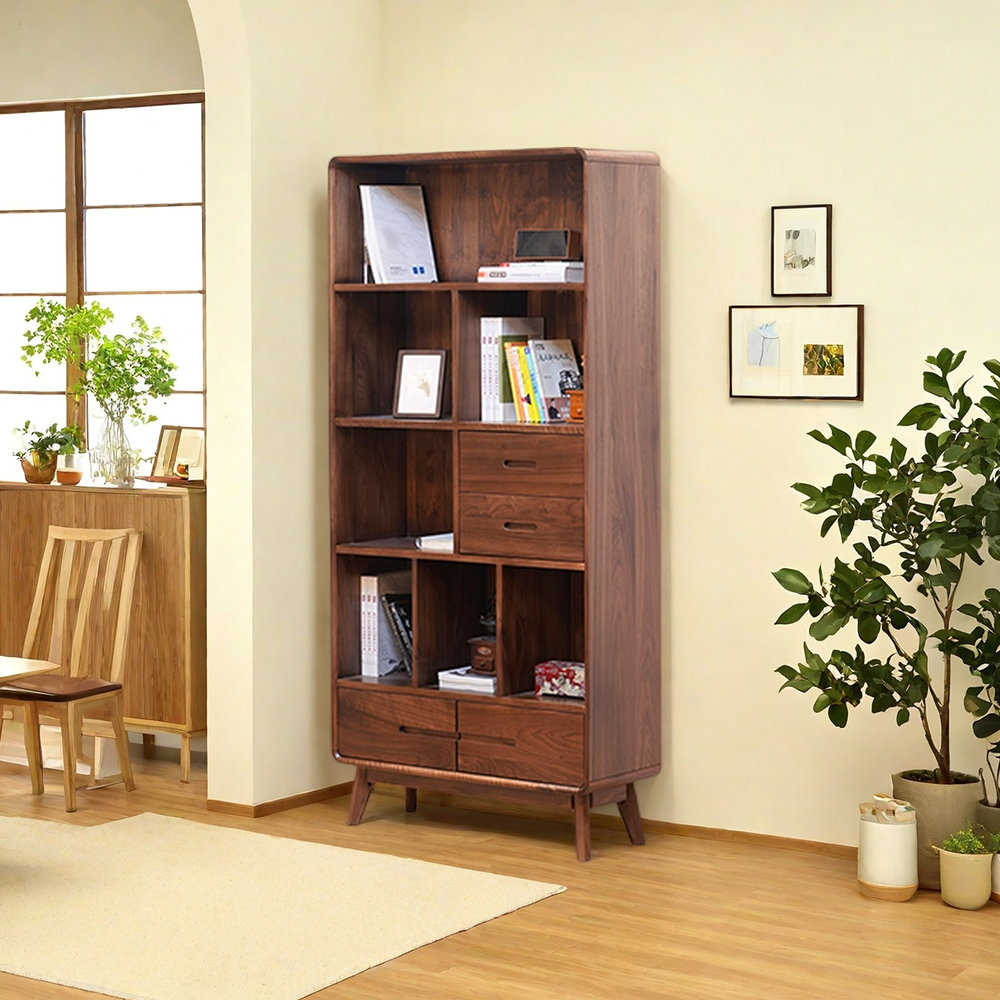 Corrigan Studio® Solid wood black walnut bookcase | Wayfair