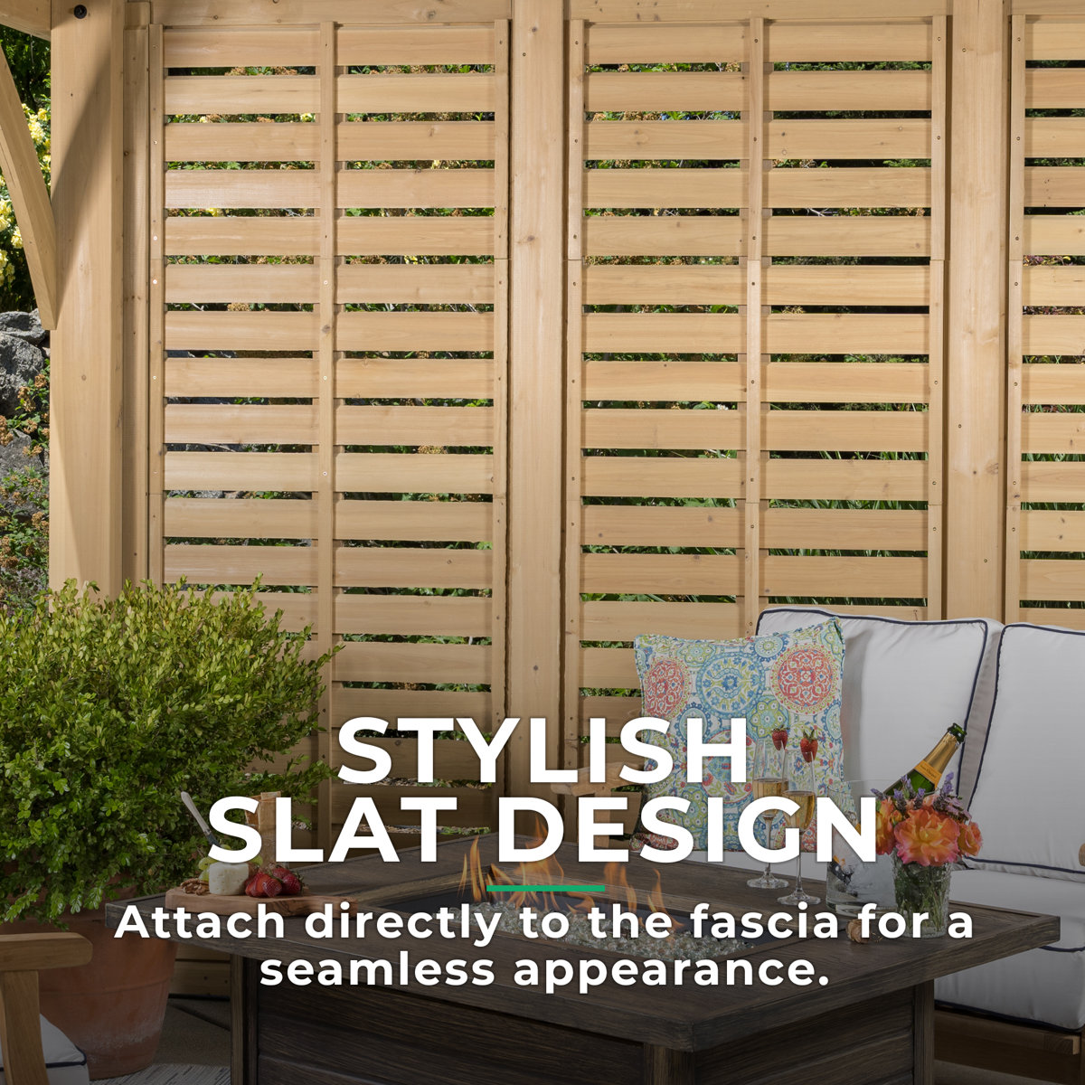 Yardistry 12' Meridian Wood Privacy Wall Premium Cedar Lumber with ...