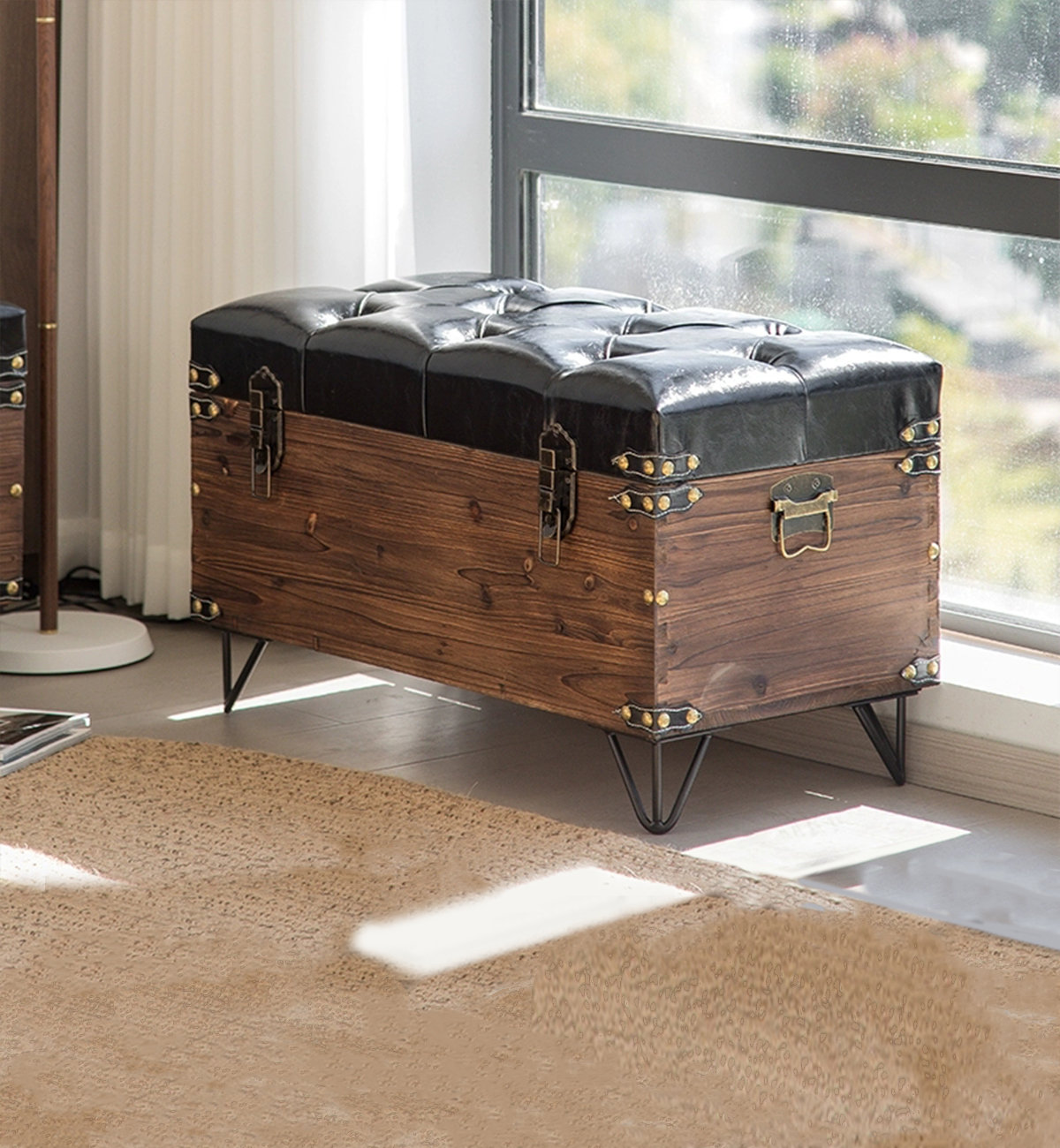 17 Stories American Traditional Upholstered Shoe Storage Bench with ...