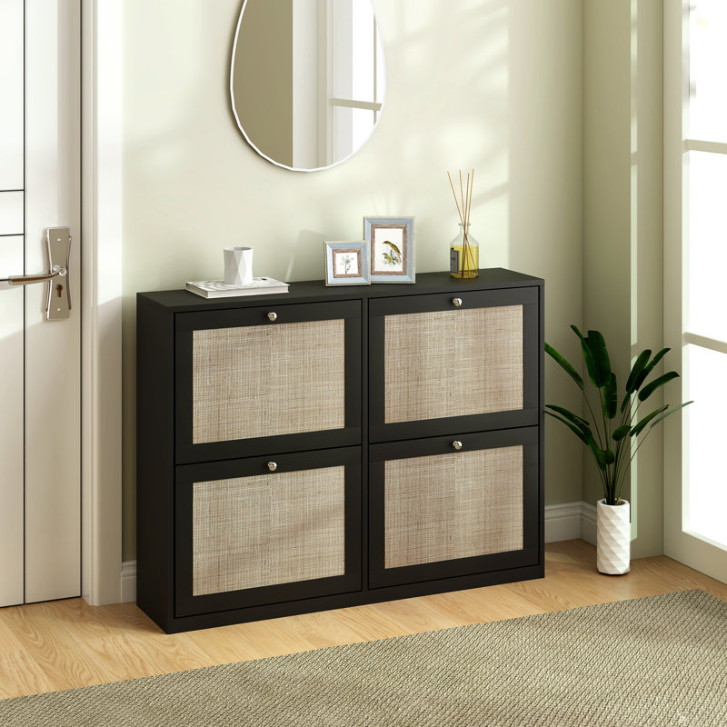 Bay Isle Home™ Narrow Shoe Cabinet with 4 Flip Drawers for Entryway ...
